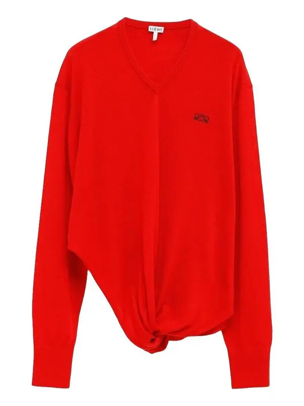 Loewe Wool V-neck Sweater - Red