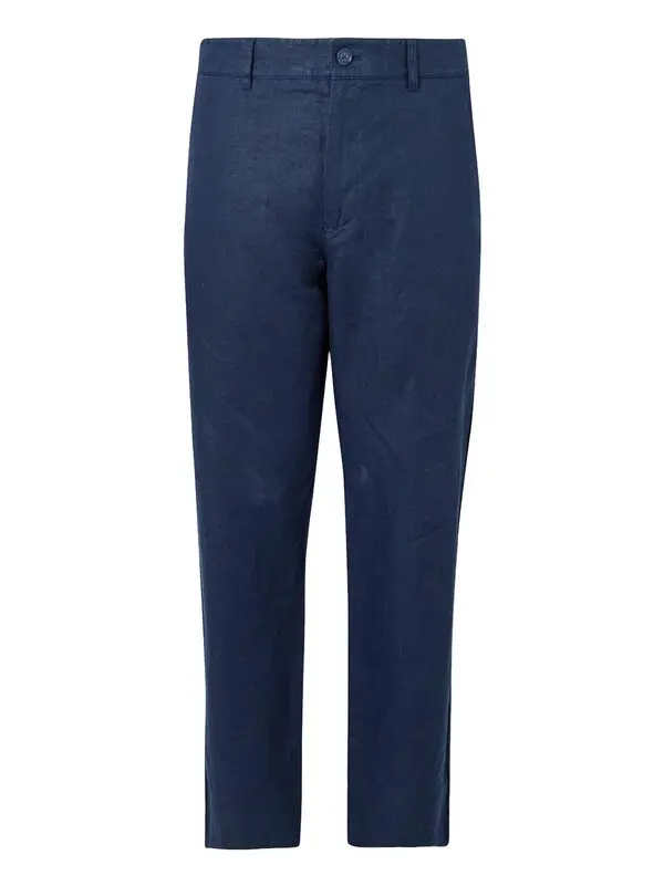 Nn07 Aden 1454 Straight-leg Linen Trousers - Blue