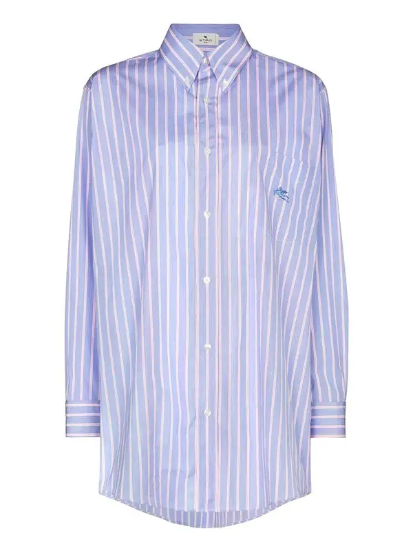 Etro Oversize Pinstripe Shirt - Blue