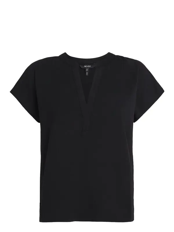ME+EM Organic Cotton V-neck Top - Black