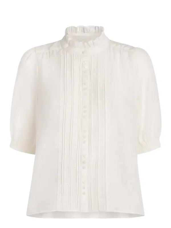 ME+EM Cotton-silk Pintuck Blouse - White