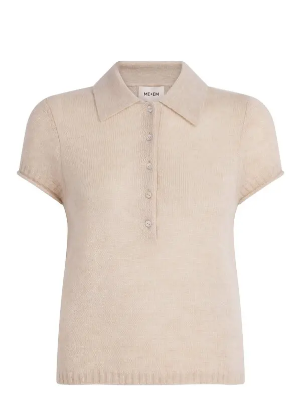 ME+EM Merino Cashmere Silk Polo Shirt - Neutral