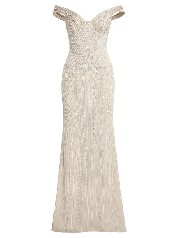 GAURAV GUPTA Embellished Sculpted Starlight Gown - White