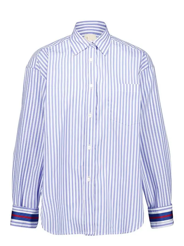 PAULA Mirabi Stripes Oversized Relaxed Fit Striped Shirt - Blue