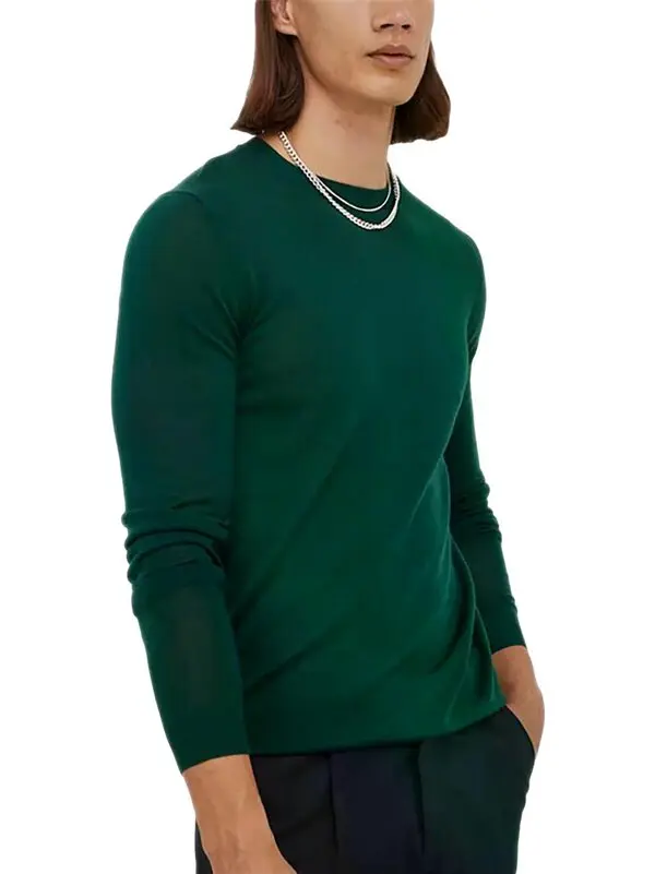 BRUUNS BAZAAR Round-neck Wool Sweater - Green