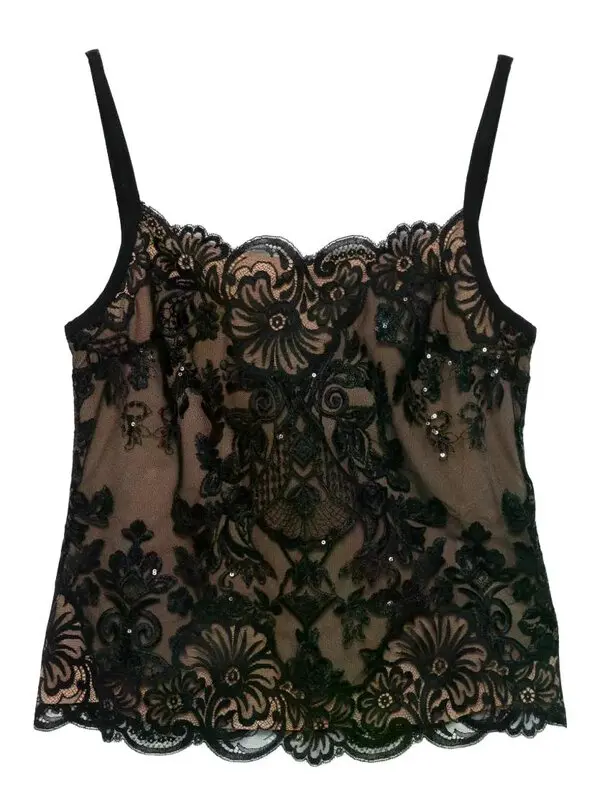 Elie Saab Sequin-embellished Lace Top - Black