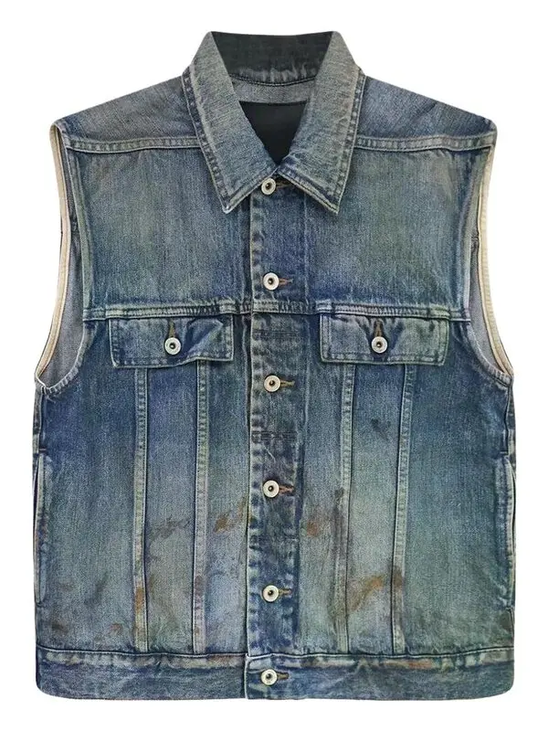 Rick Owens Buttoned Denim Gilet - Blue