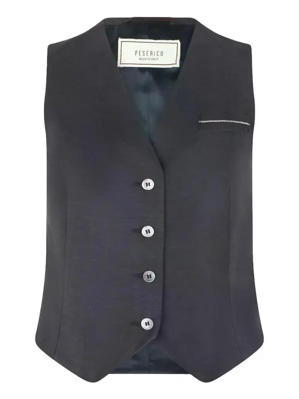 Peserico V-neck Button Vest - Grey