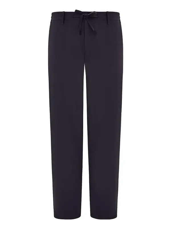 Canali Regular Fit Wool Drawstring Trousers - Blue