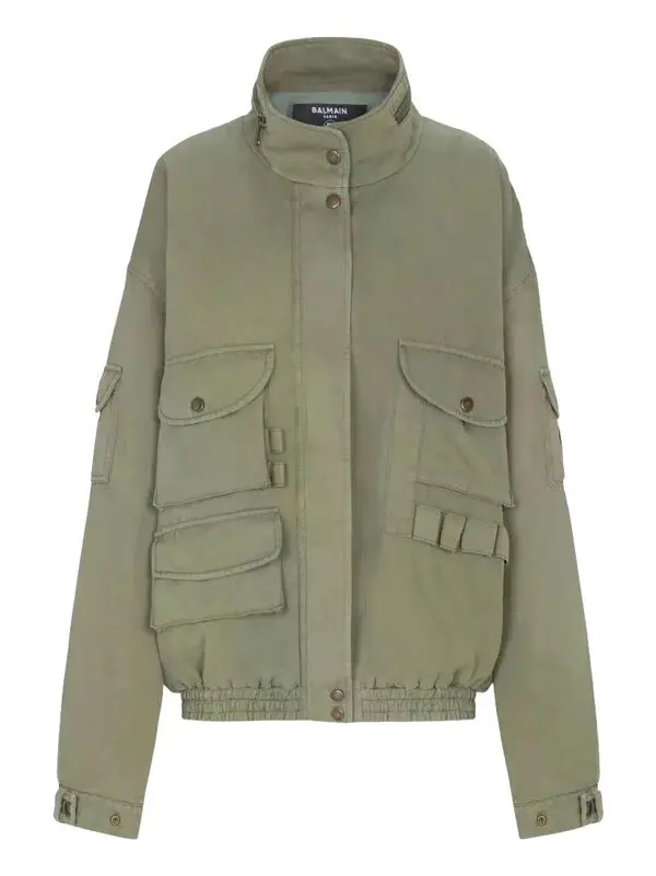 Balmain Pockets Twill Bomber Jacket - Green