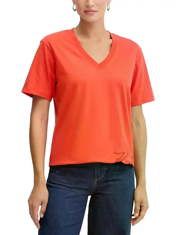 Karl Lagerfeld V-neck Embroidered T-shirt - Orange
