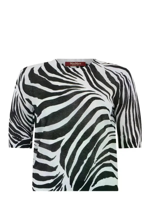 Max Mara Zebra-print Top - White