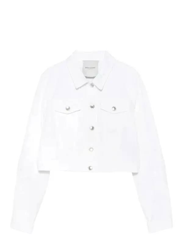 ERMANNO FIRENZE Embroidered Denim Trucker Jacket - White