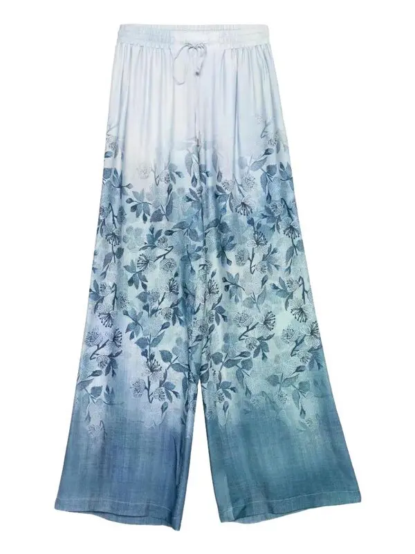 ERMANNO FIRENZE Floral-print Trousers - Blue