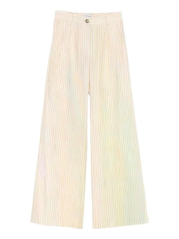 ERMANNO FIRENZE Striped Wide-leg Trousers - Neutrals