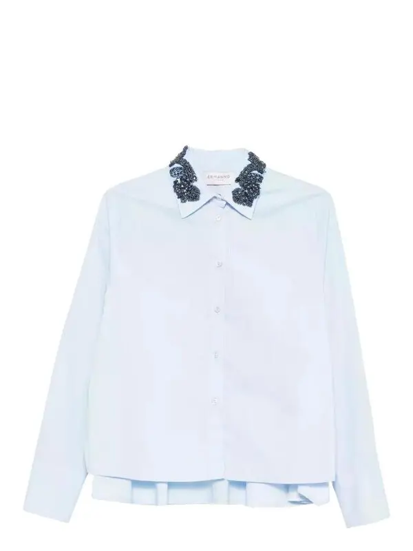 ERMANNO FIRENZE Beaded Ruffled Shirt - Blue
