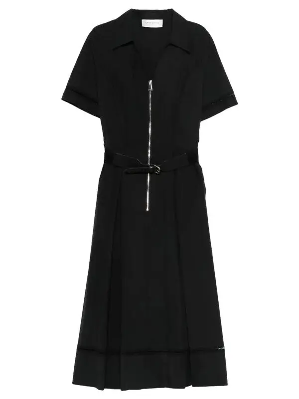 ERMANNO FIRENZE Zip-up Midi Dress - Black