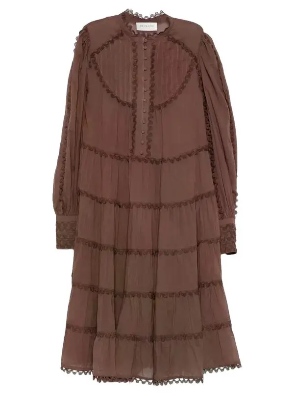 ERMANNO FIRENZE Tiered Midi Dress - Brown