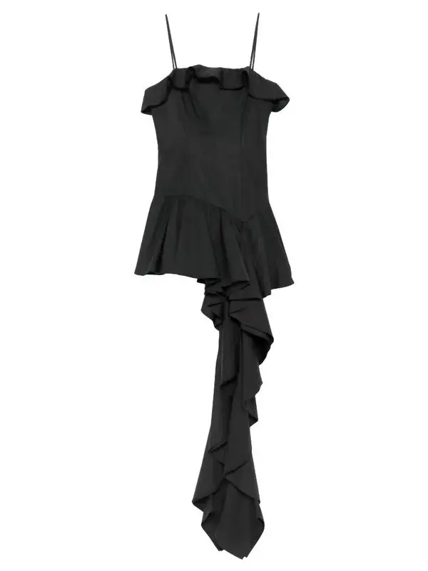 Giuseppe Di Morabito Ruffled Asymmetric Mini Dress - Black