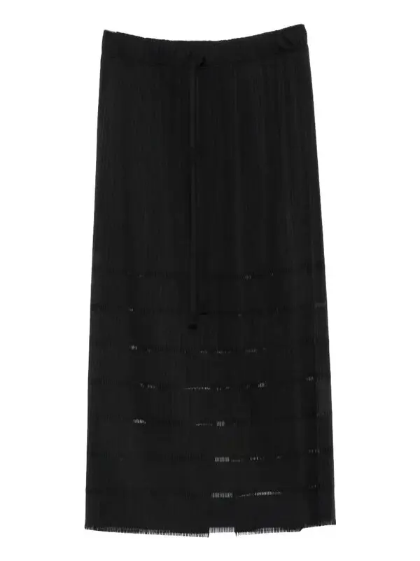 Issey Miyake Drawstring Pleated Midi Skirt - Black