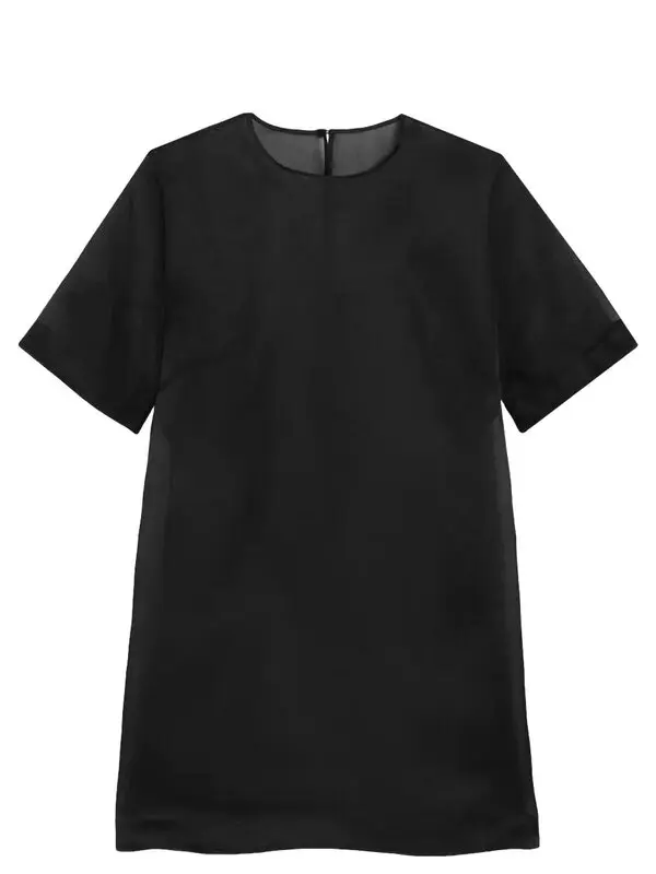 Ami Short-sleeve Trapeze Mini Dress - Black