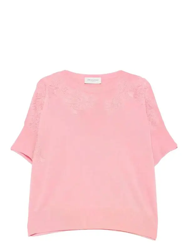 ERMANNO FIRENZE Floral Lace T-shirt - Pink