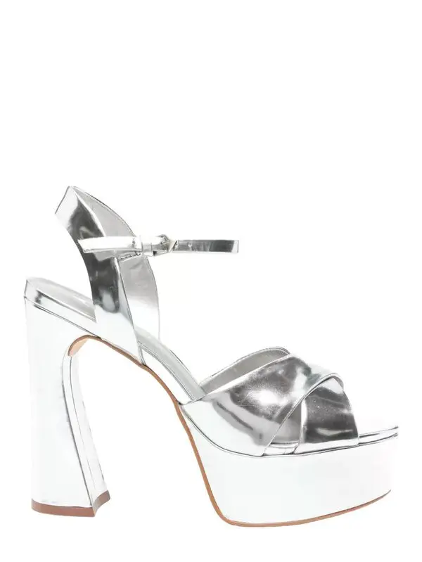 ANDREA CARRANO Platform Crossover Sandals - Silver