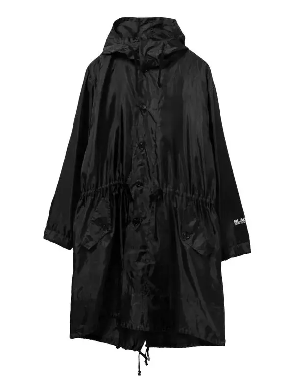 BLACK COMME DES GARÇONS Logo-print Hooded Coat - Black