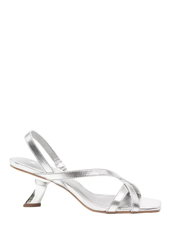 ANDREA CARRANO Strappy Square-toe Slingback Sandals - Silver