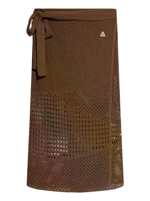 AKEP Open-knit Midi Skirt With Side Tie - Brown