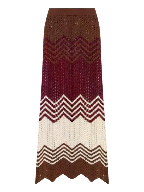 AKEP Zigzag-pattern Knitted Maxi Skirt - Red
