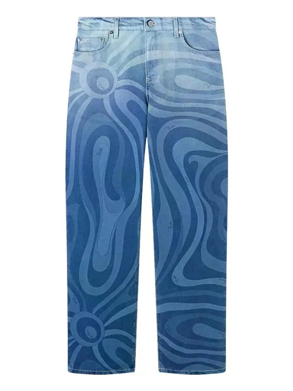 Emilio Pucci Marmo Print Denim Trousers - Blue