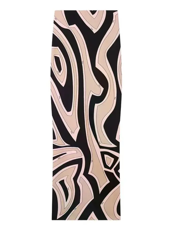 Emilio Pucci Labirinto Print Fitted Long Skirt - Black
