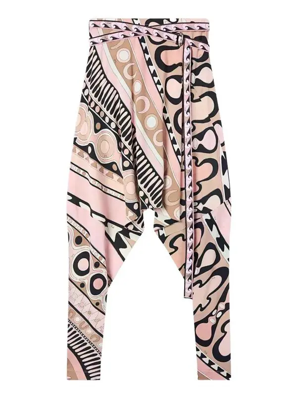 Emilio Pucci Printed Flowing Pants With Belt - Pink