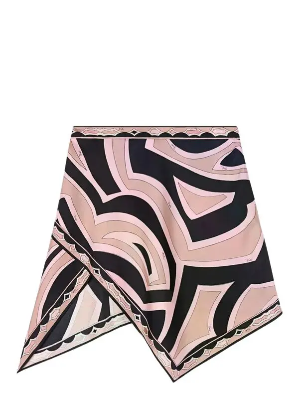 Emilio Pucci Labirinto Print Silk Scarf Skirt - Black
