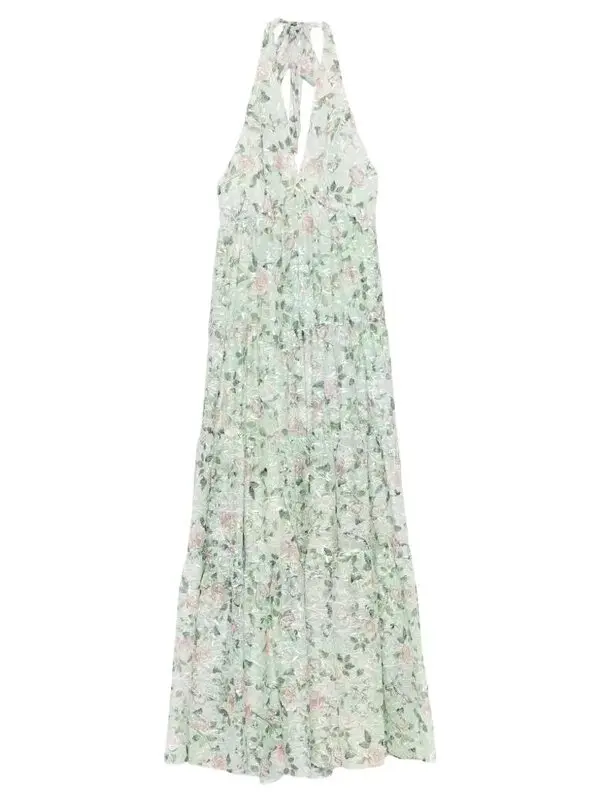 Alice + Olivia Deep-v Tiered Maxi Dress - Green