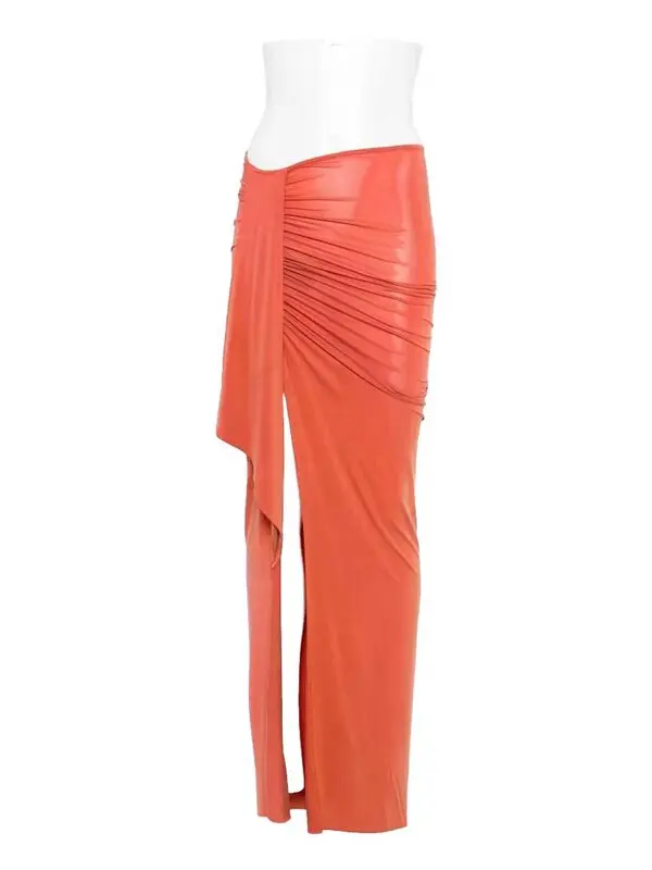 Balmain Draped-detail Slit Maxi Skirt - Orange