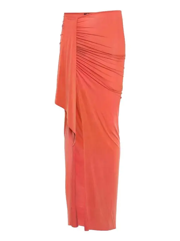 Balmain Draped-detail Slit Maxi Skirt - Orange