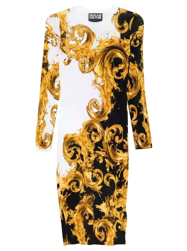 Versace Barocco-print Midi Dress - White