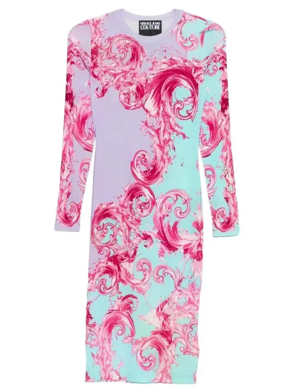 Versace Barocco-printed Midi Dress - Purple