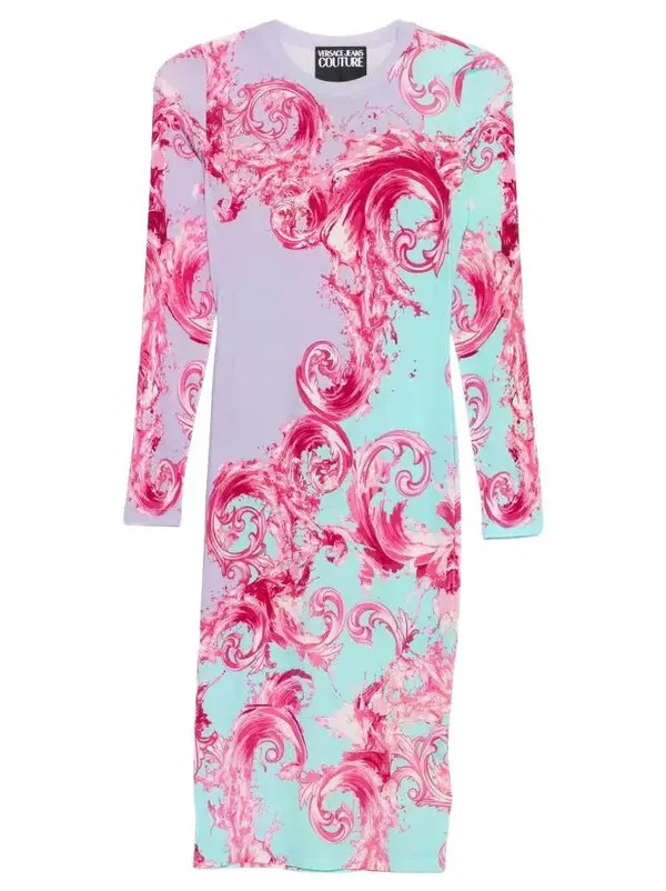 Versace Barocco-printed Midi Dress - Purple