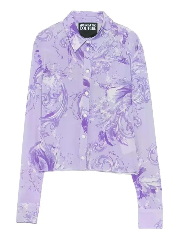 Versace Baroque-print Cropped Shirt - Purple