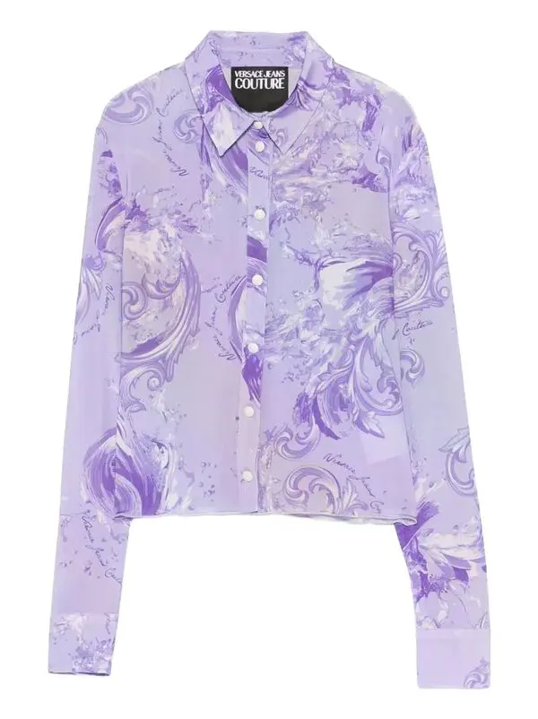 Versace Baroque-print Cropped Shirt - Purple