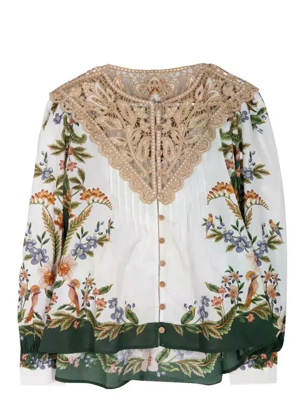 Farm Rio Floral Lace Blouse - White