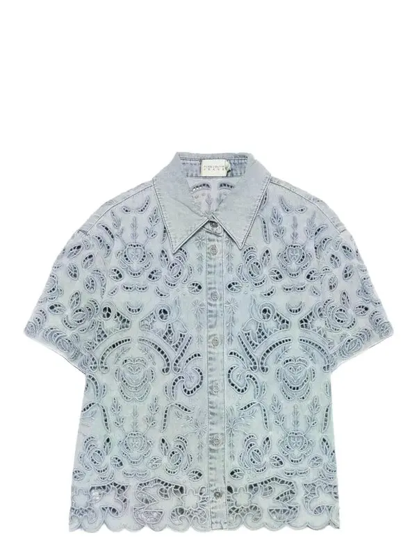 Alice + Olivia Floral Lace Button Shirt - Blue