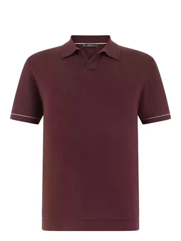 Boggi Milano Contrasting Crepe Knit Polo Shirt - Red