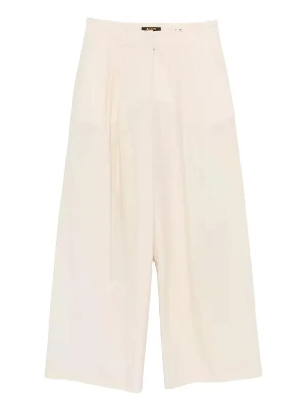 MOORER Pleated Wide-leg Trousers - Neutrals