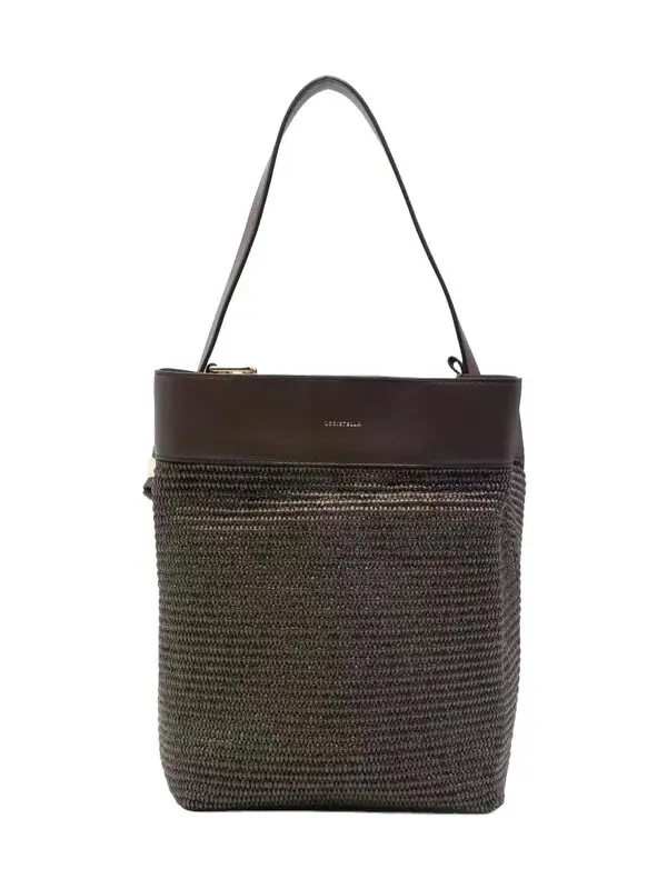 LORISTELLA Woven Bucket Bag - Brown