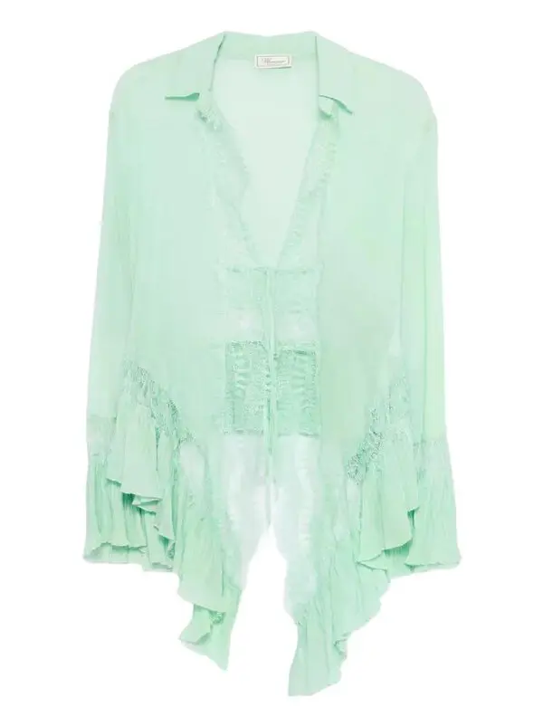 Blumarine Lace Ruffled Blouse - Green