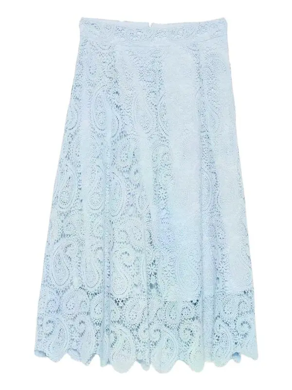 PAPER LACE Lace Scallop Trim Skirt - Blue